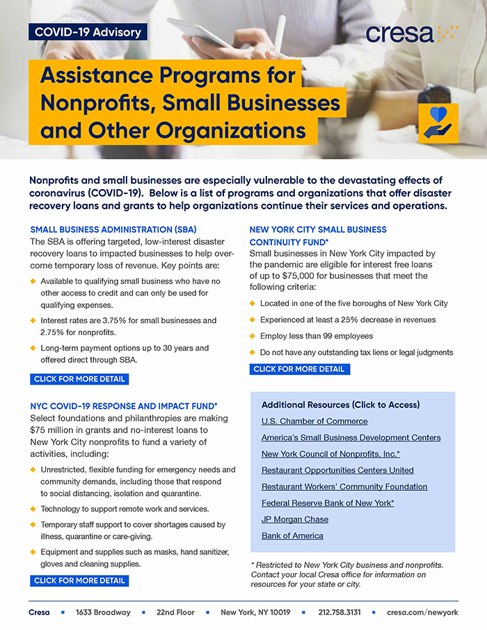COVID-19 Assistance for Nonprofits and Small Businesses Cresa